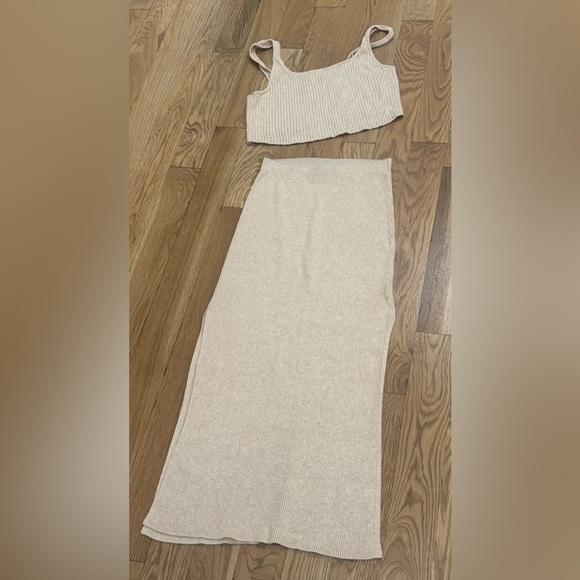 FP Beach | Skirts | Fp Beach Cream Ribbed Knit Skirt And Crop Top Set ...